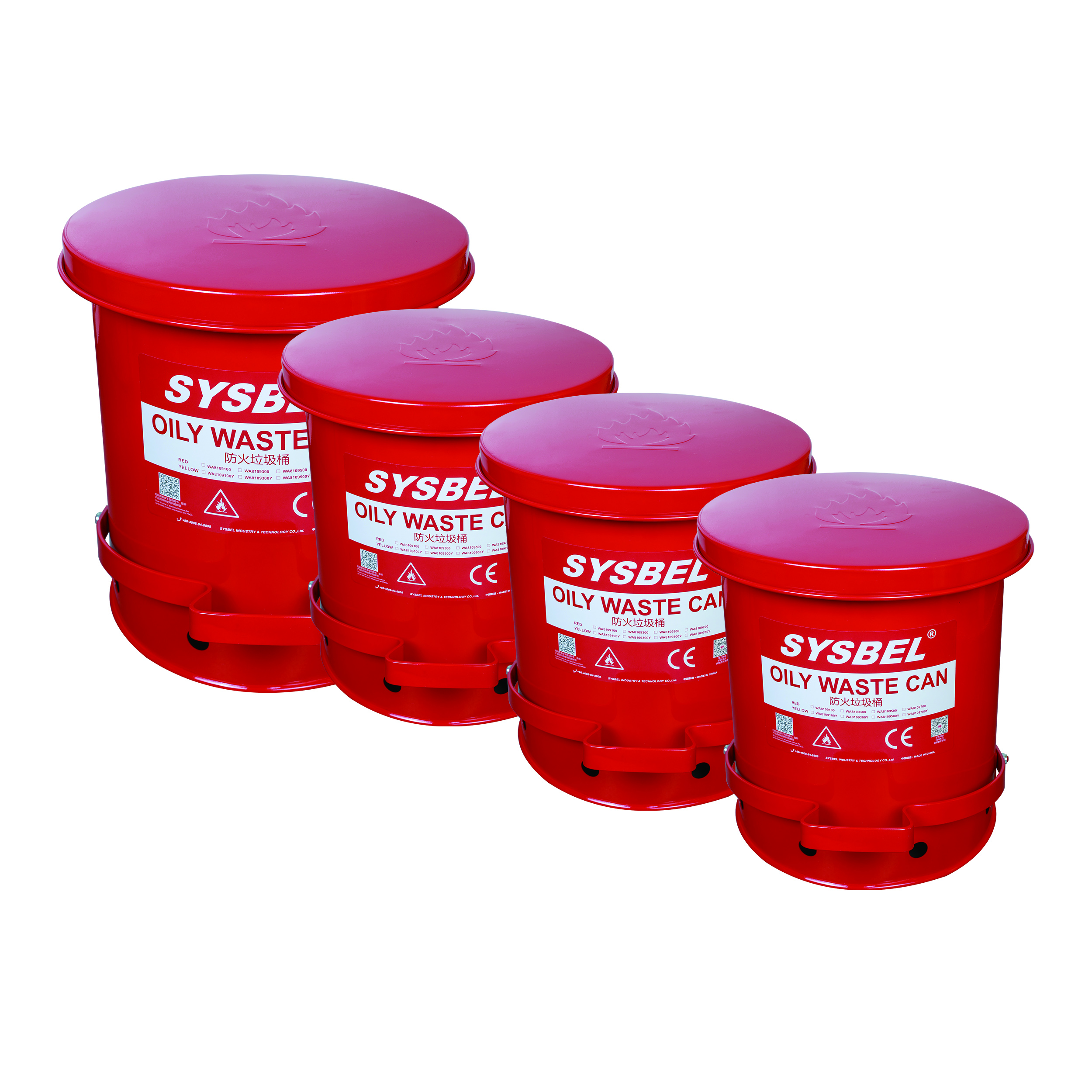 SYSBEL Oily Waste Cans OSHA Standard 21 Gal Red Oily Waste 79.5 liter ...